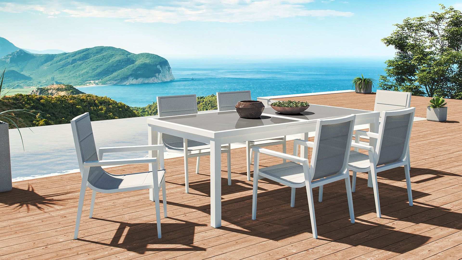 Outdoor Dining Set With Extendable Table Santorini L | artelia-design.co.uk